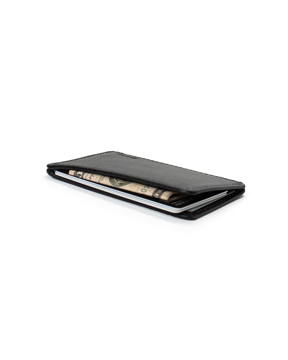 Slimmy R1S1 1-Pocket (68mm) Mini Slim Leather Wallet - Black - RFID EDC