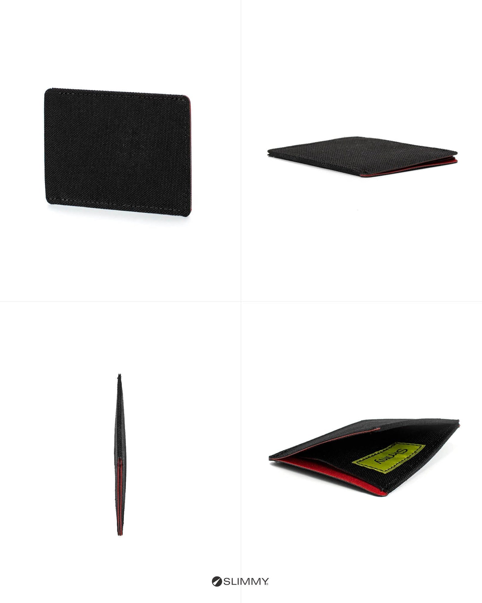 Slimmy T1SO 1-Pocket (73mm) Slim Minimalist Nylon Wallet - Black/Red ...
